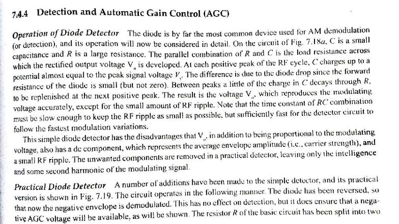 7.4.4 Diode Detector: AGC Operation & Detection Principles - Studocu
