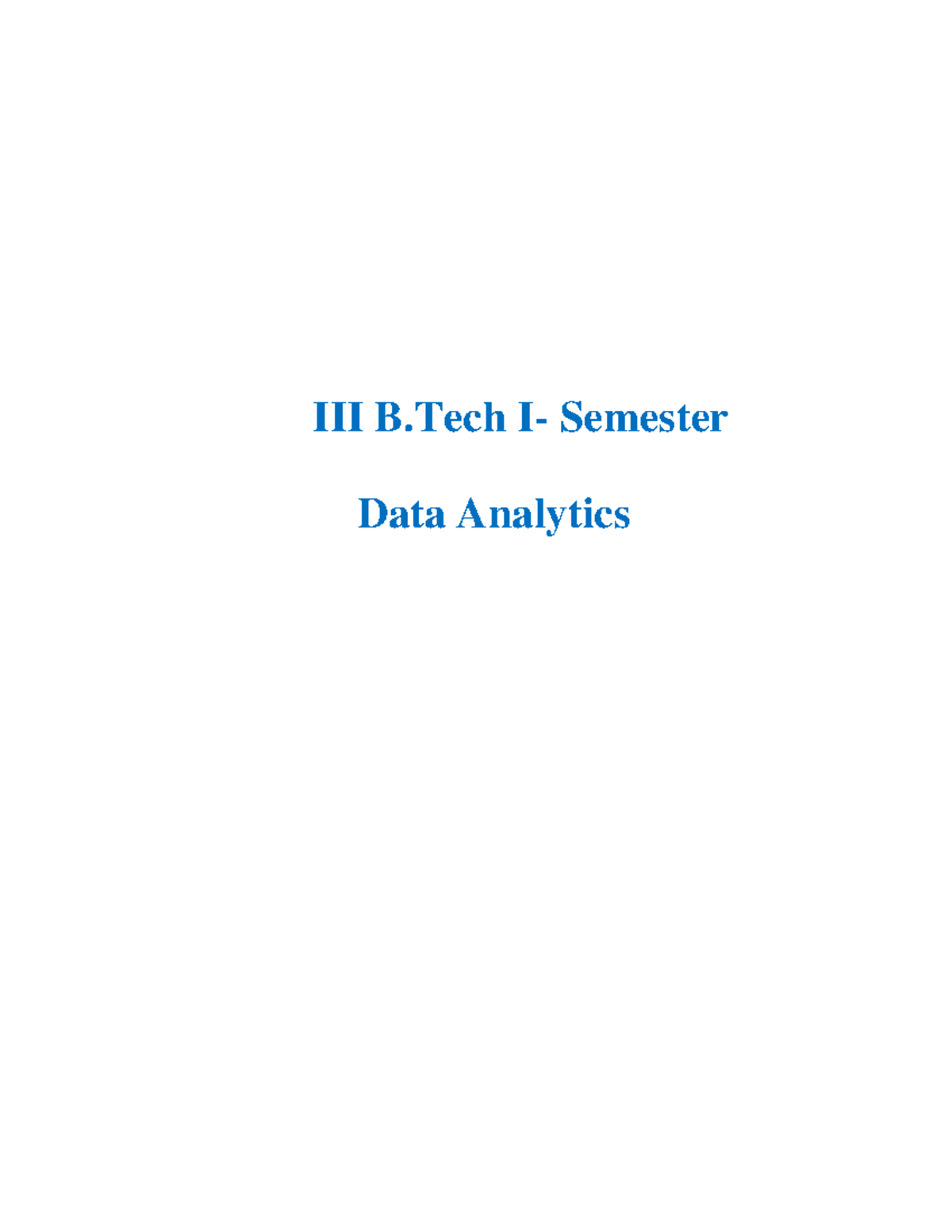 B.Tech Data Analytics: Unit-I Notes on Data Management & Architecture ...