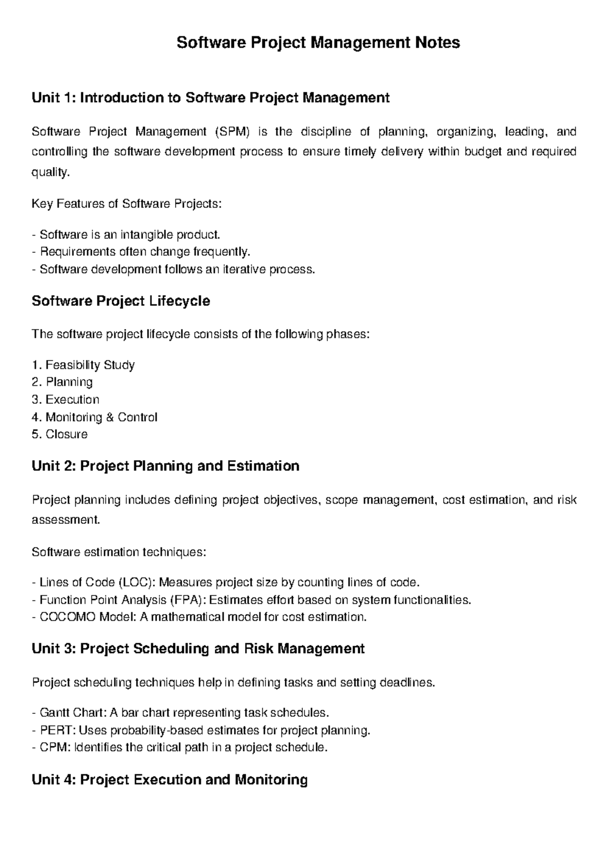 Software Project Management Notes (SPM 101) - Detailed Overview - Studocu