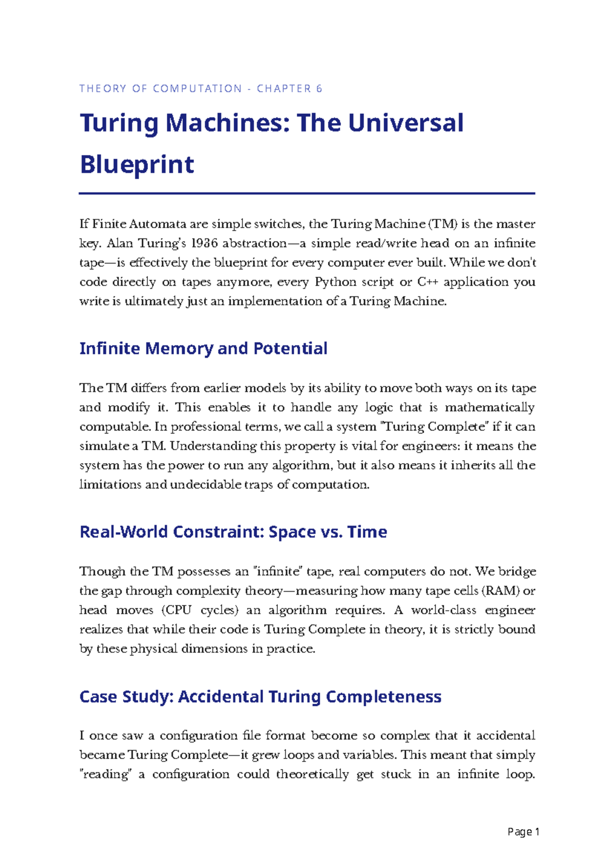 COMPSCI 101: Chapter 6 - Turing Machines and Computation Theory - Studocu