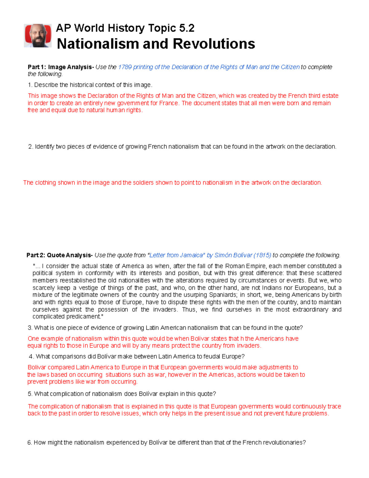 Topic 5.2 Nationalism and Revolutions - AP World History Topic 5 ...