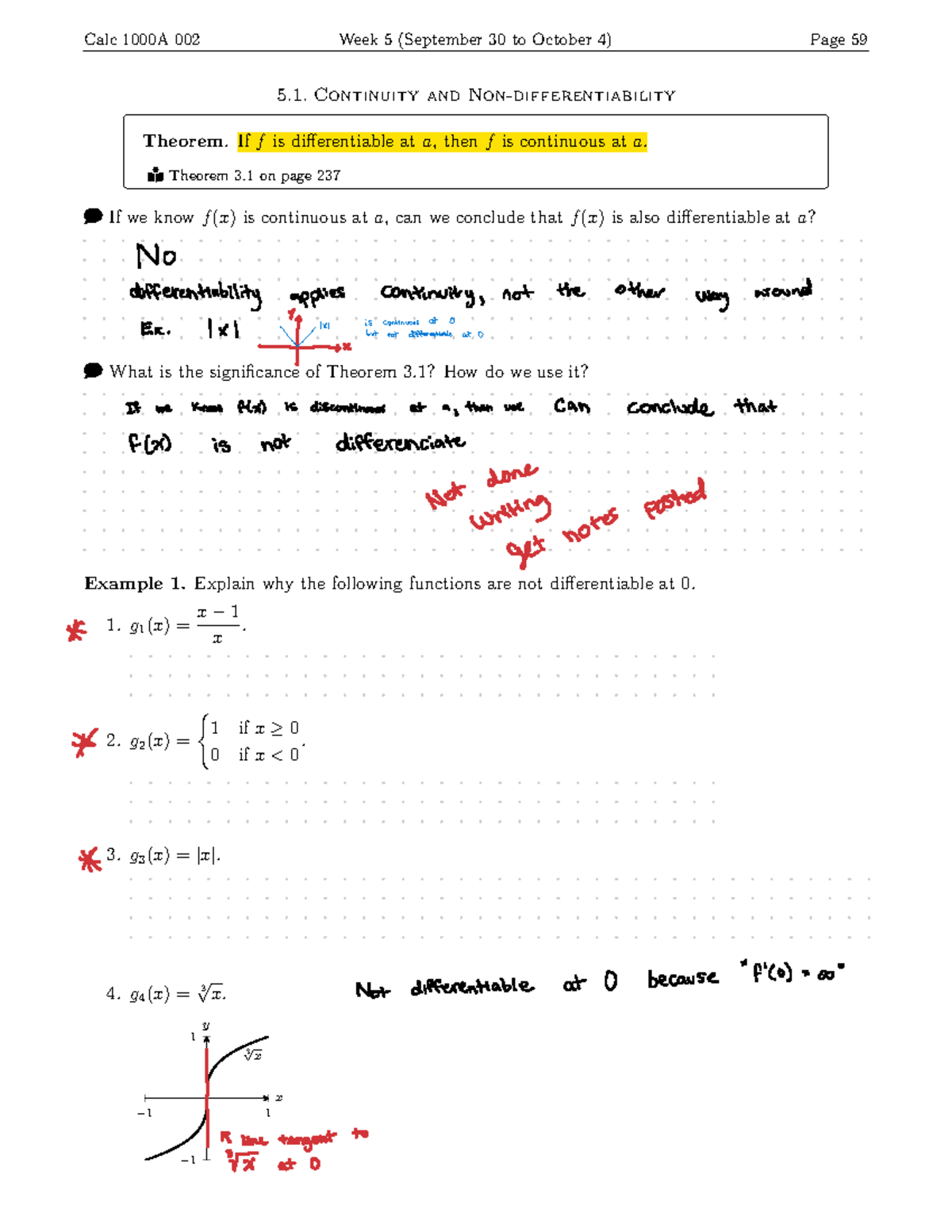 Calc 002 Week 5 Lecture Notes: Continuity & Differentiation Rules - Studocu