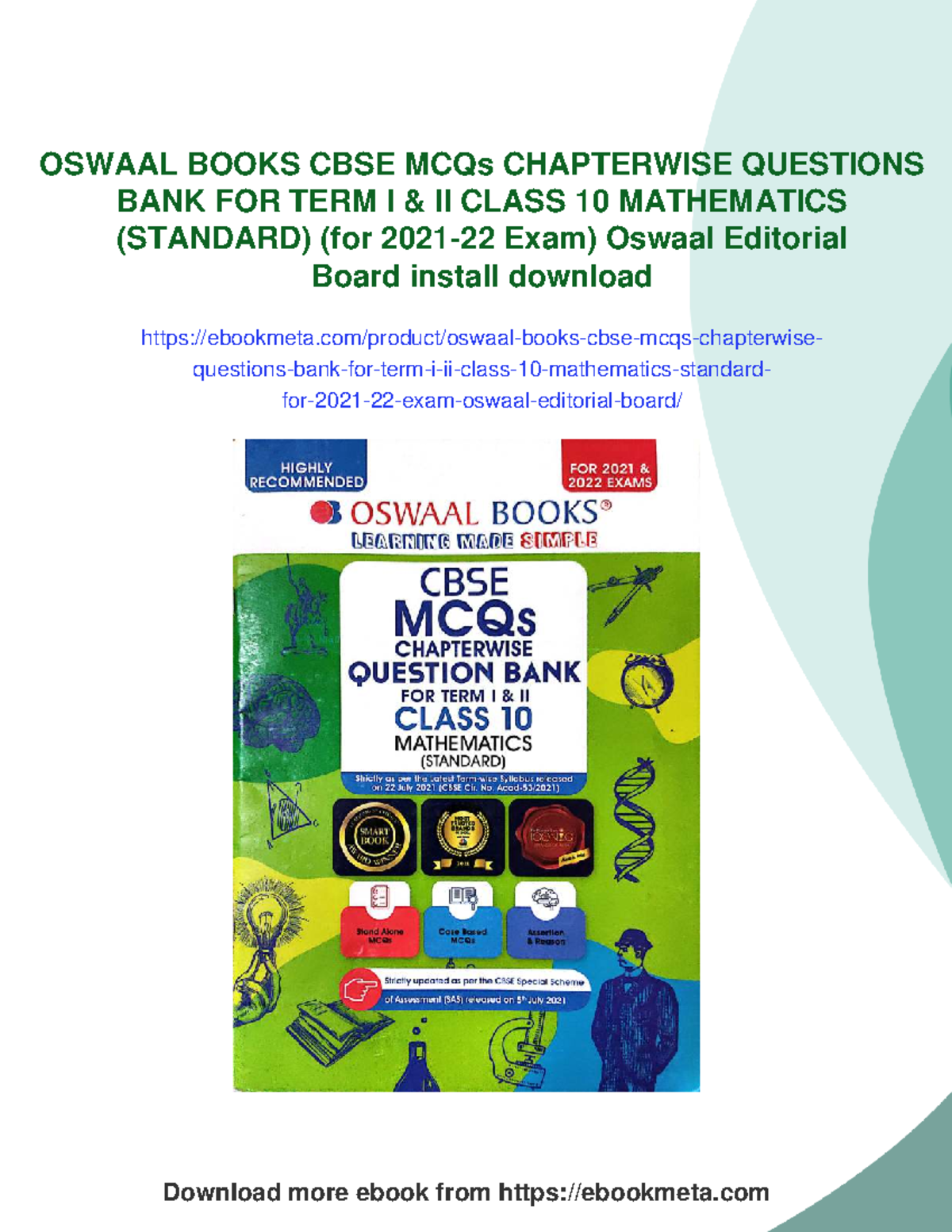 OSWAAL CBSE MCQs CHAPTERWISE QUESTIONS BANK FOR CLASS 10 MATHS TERM I ...