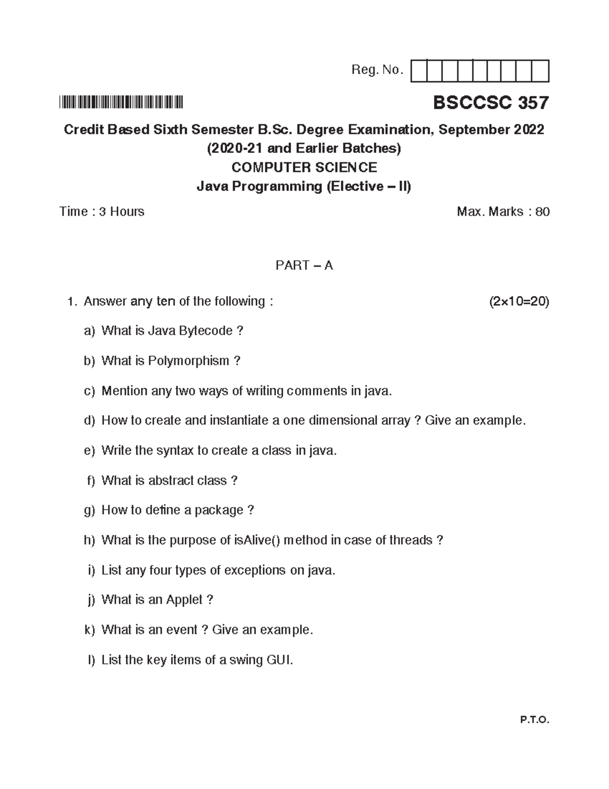 BSCCSC 357 - Java Programming Exam Questions & Topics - Studocu