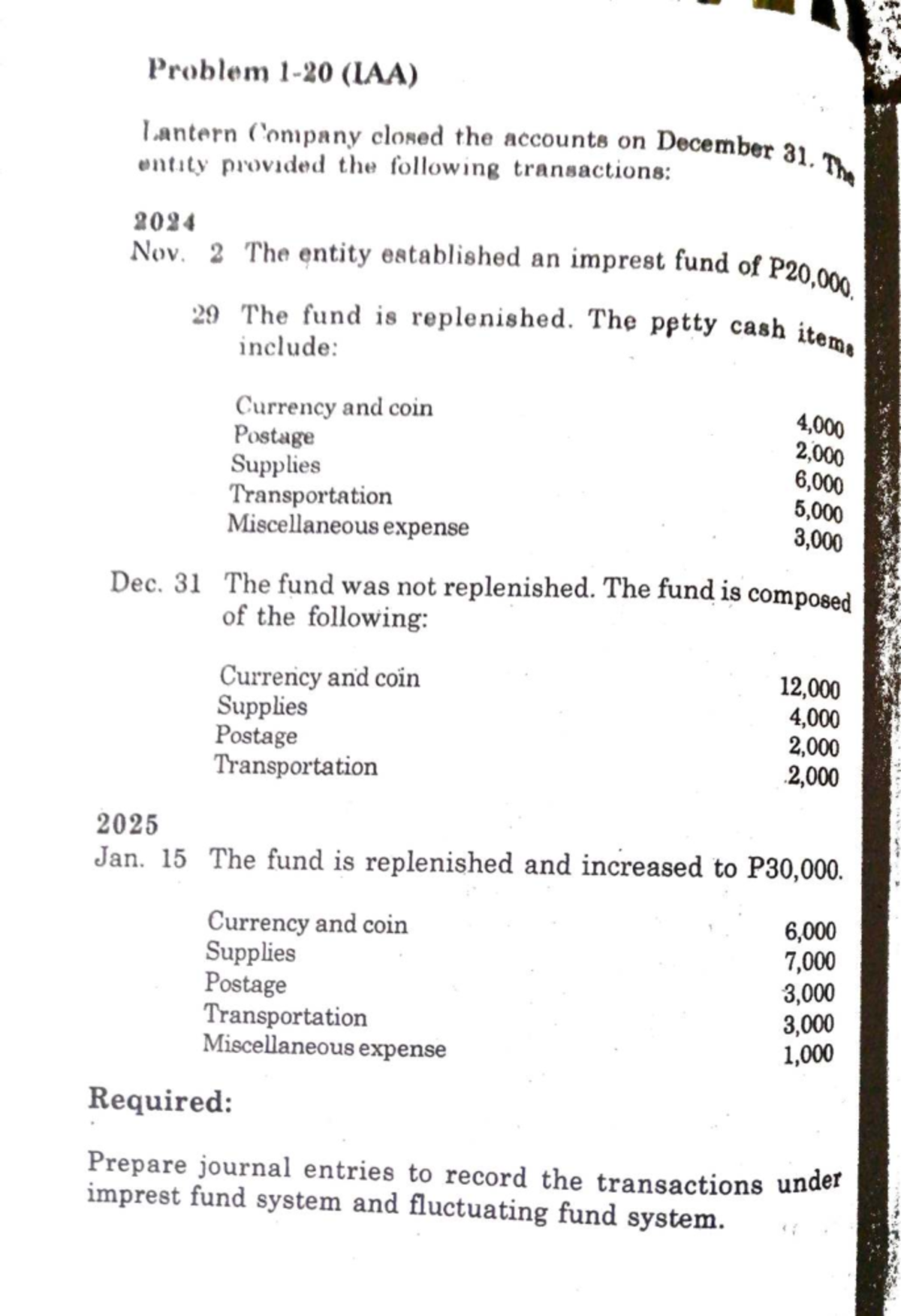 Imprest Fund Transactions Journal Entries (IAA) - Studocu