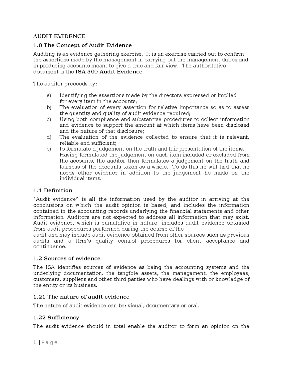 Audit Evidence Review - Key Notes for Effective Auditing - Studocu