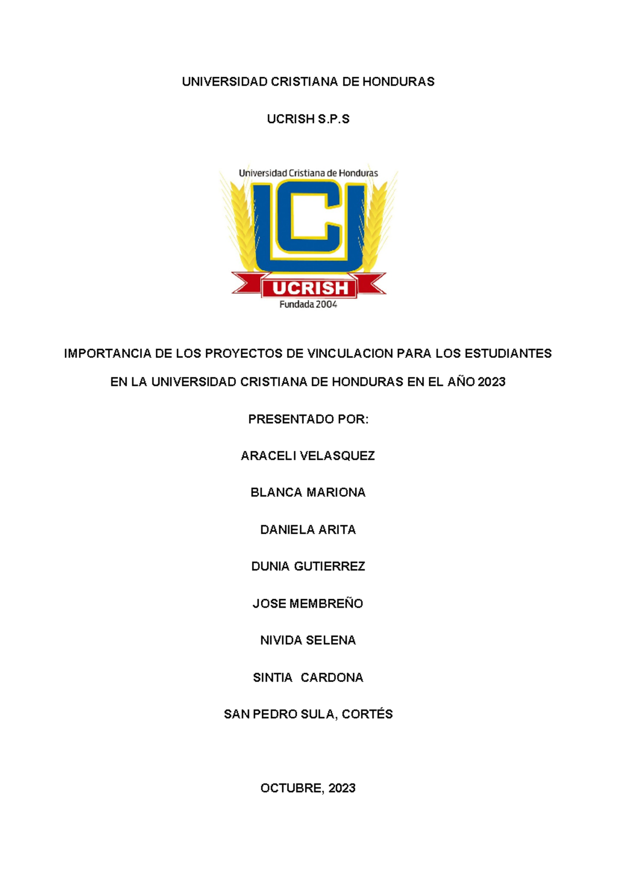Proyecto de Vinculación: Importancia y Metodología en 2023 UCRISH - Studocu