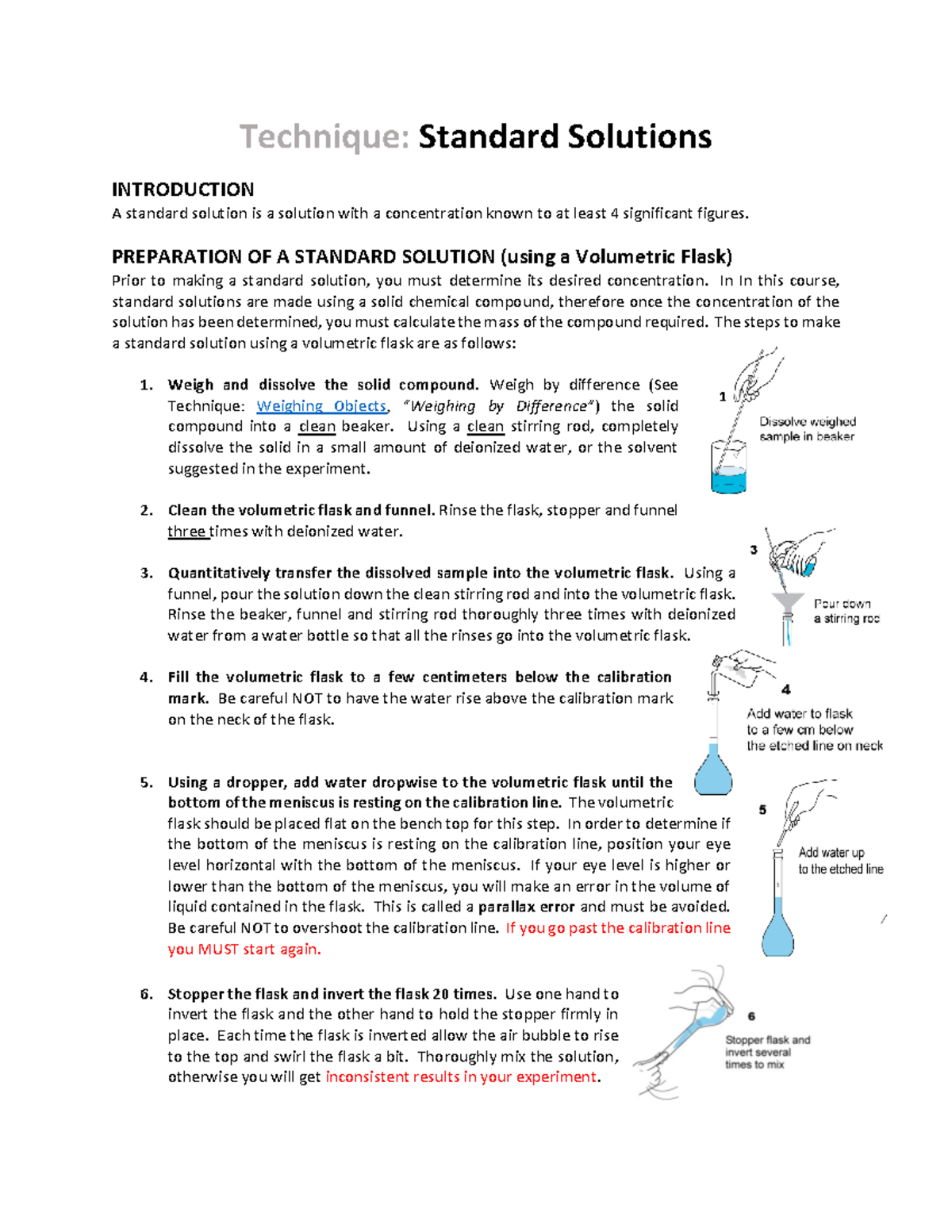 Techniques: Preparing Standard Solutions in Chemistry - Studocu