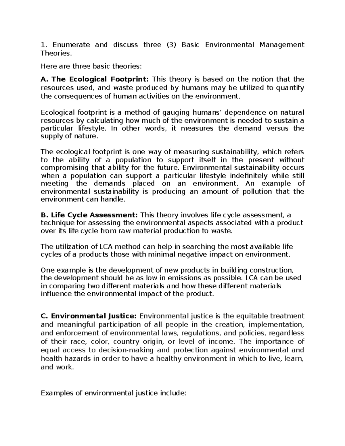 Midterm Study on Basic Environmental Management Theories and Practices ...
