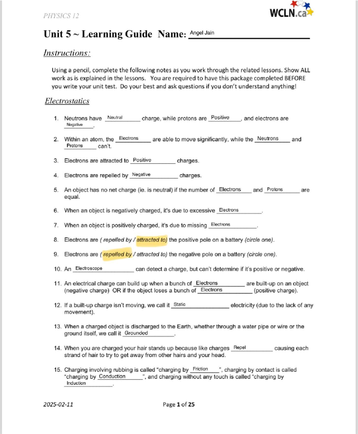 PHYSICS 12 Coulomb's Law and Electrostatic Forces: Comprehensive Guide ...