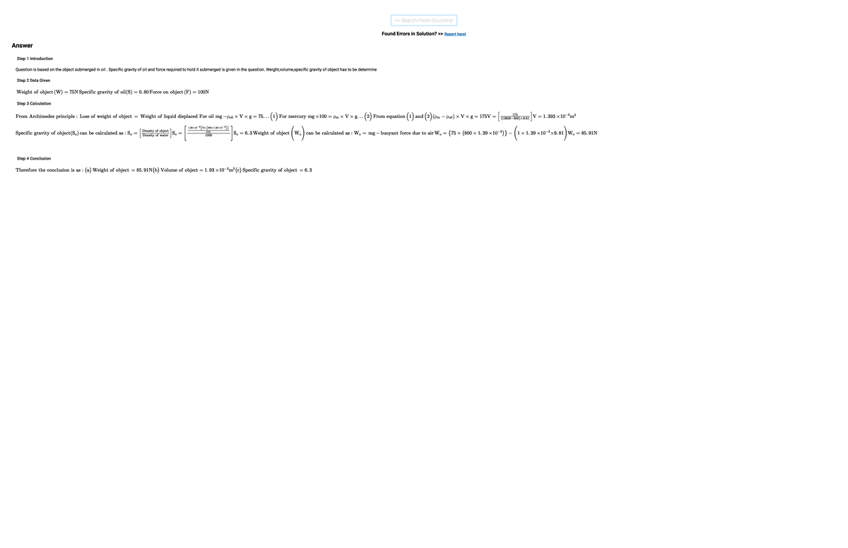 Physics 101 - Notes on Submerged Objects and Archimedes' Principle ...