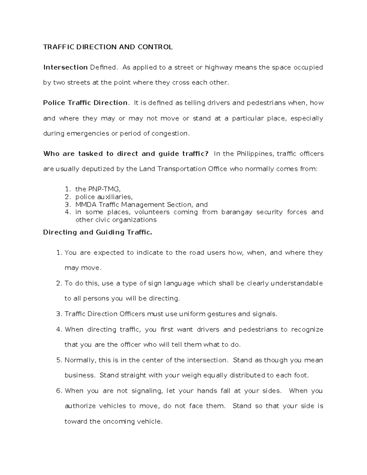 Traffic Direction and Control: Key Methods and Guidelines - Studocu