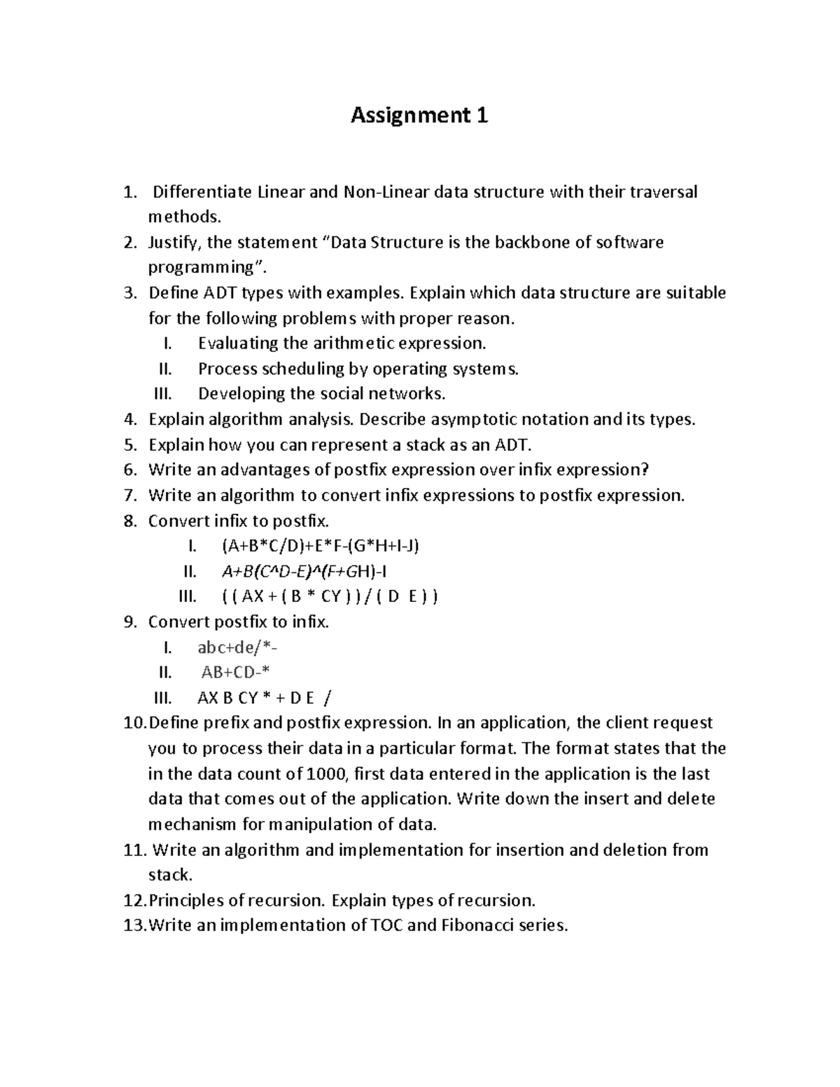 Assignment 1: Data Structures & Algorithms Overview - Studocu