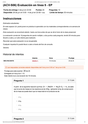 (ACV-S07) Práctica calificada 2 - QUÍMICA GENERAL - (ACV-S07) Práctica calificada 2 Fecha de ...