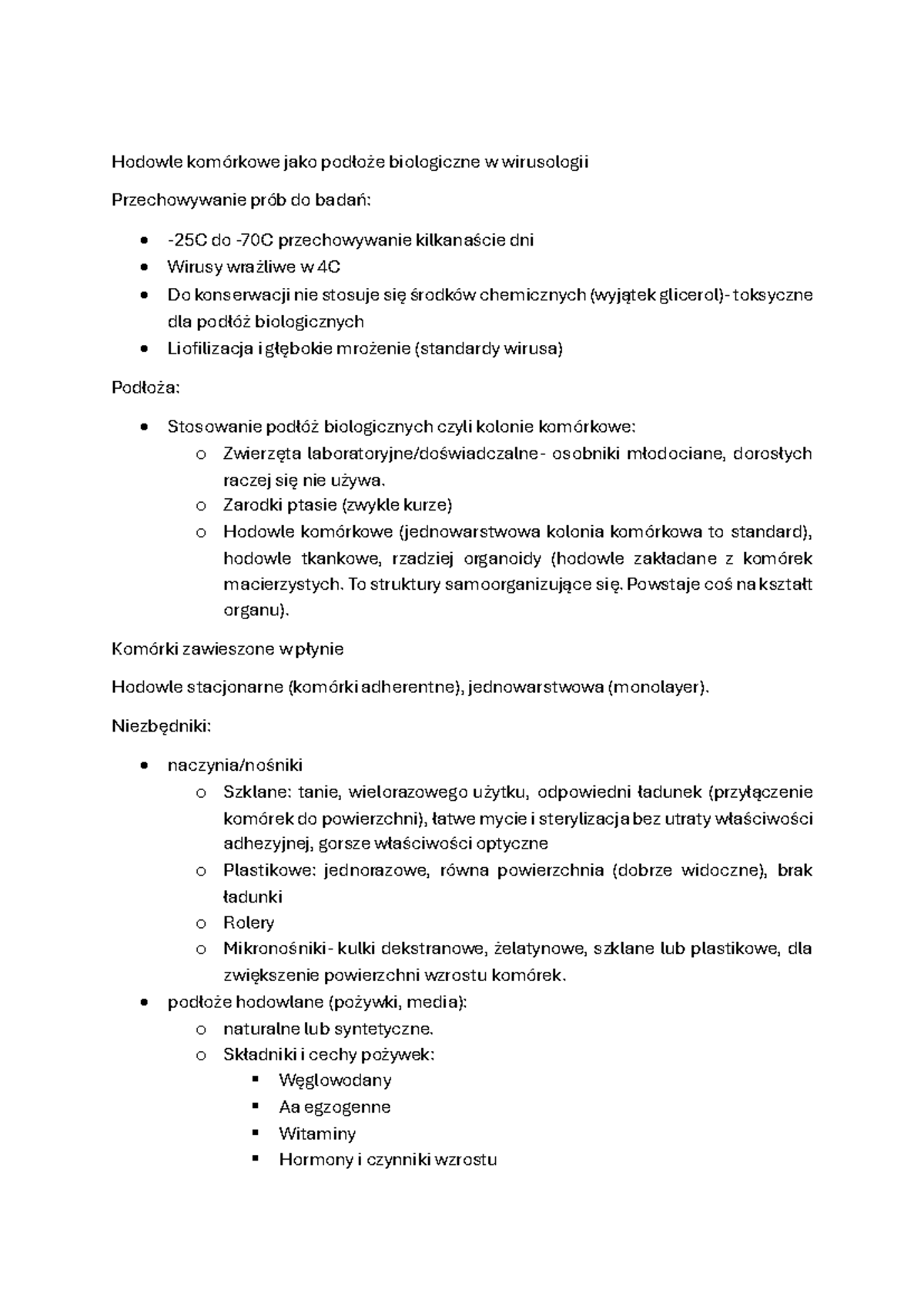 Wirusologia-Mikrobiologia: Hodowle Komórkowe w Badaniach Wirusów - Studocu