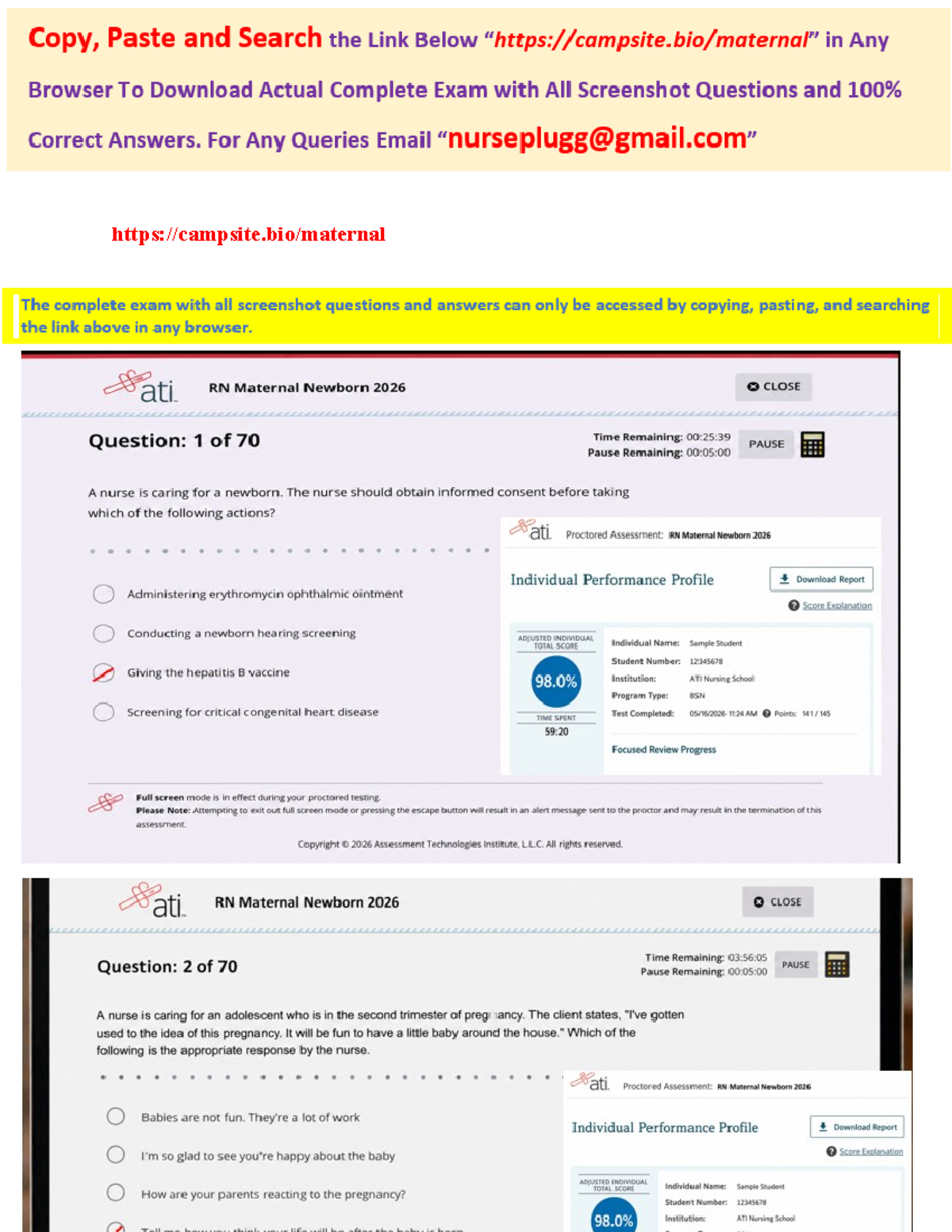 ATI RN Maternal Newborn 2026 Proctored Exam NGN 70 Questions & Answers ...