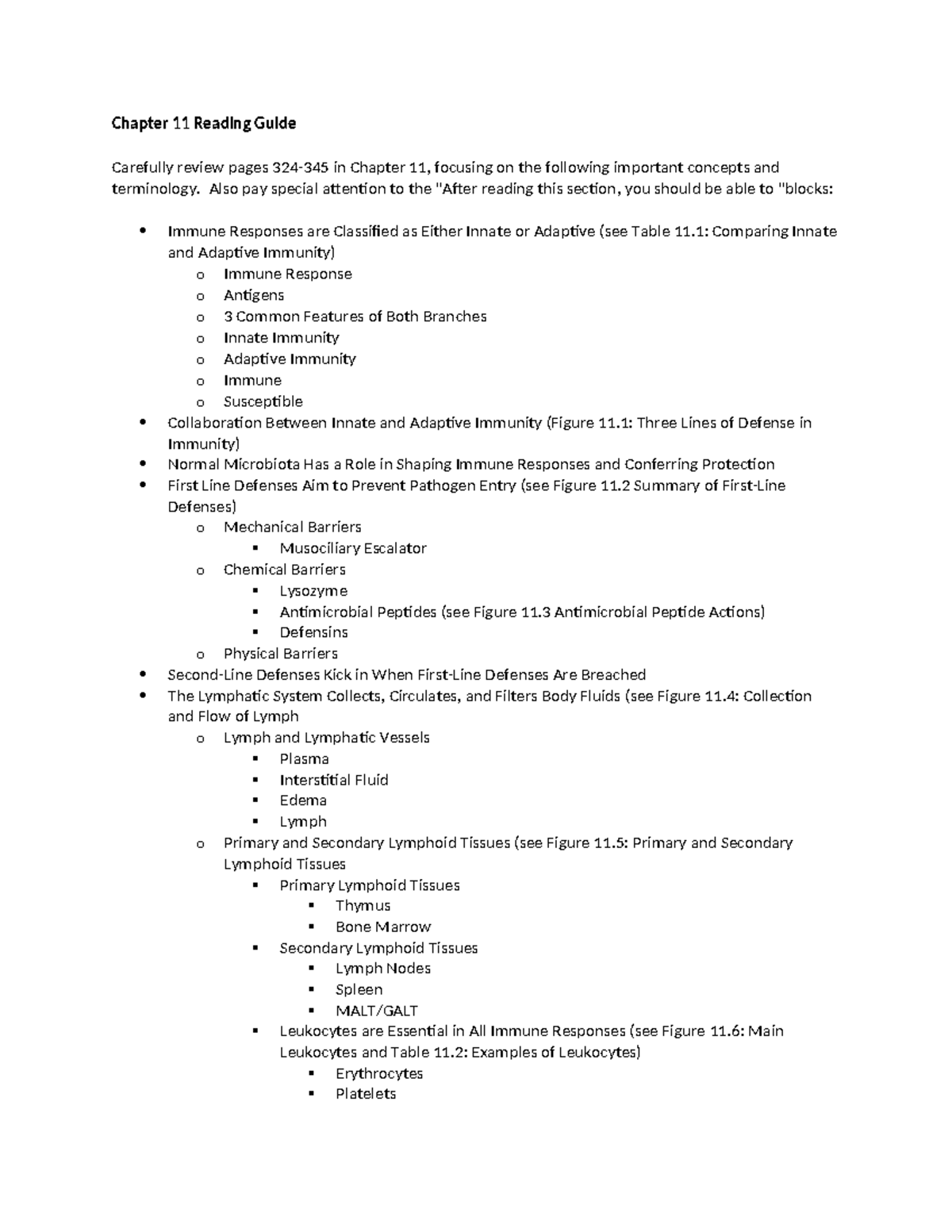 Chapter 11 Immune Responses: Innate vs. Adaptive Overview Guide - Studocu