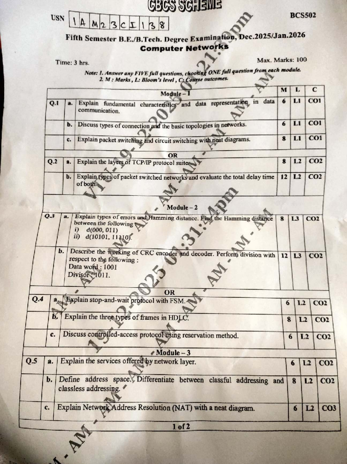 BCS502 - Dec 2025 - Computer Networks Exam Question Paper - Studocu