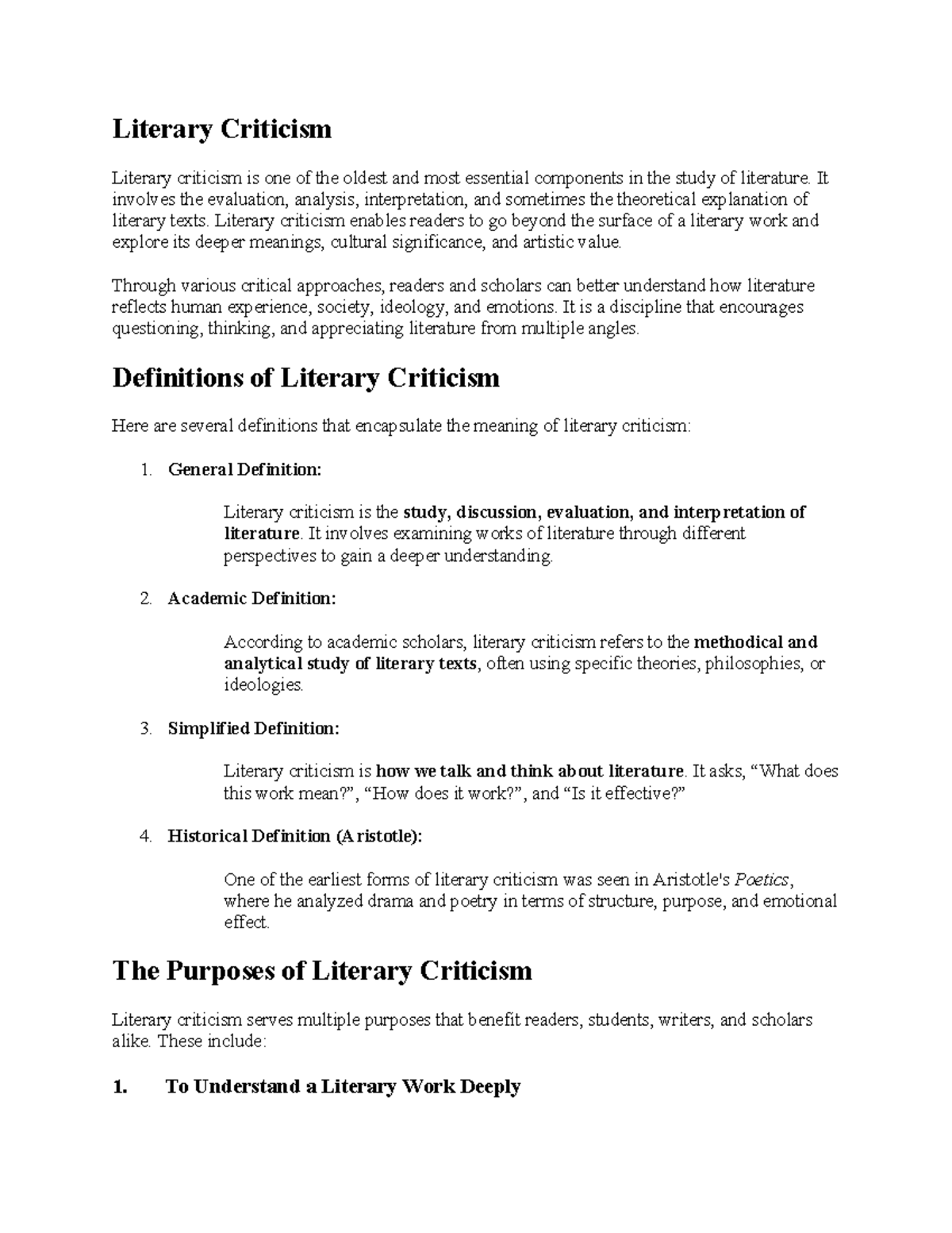 Literary Criticism: Midterm Study Notes for Course File 5 - Studocu