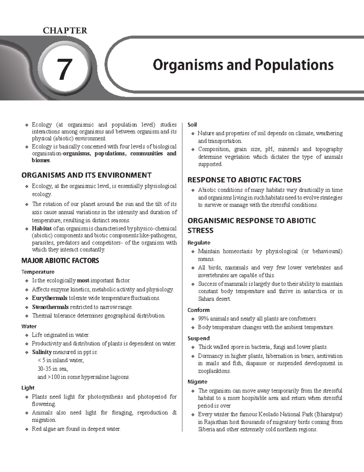 CHAPTER 7: Organisms and Populations - Key Concepts in Ecology - Studocu