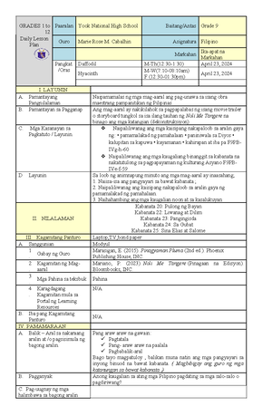 December 16 Lesson Plan Activity - Pangalan ...
