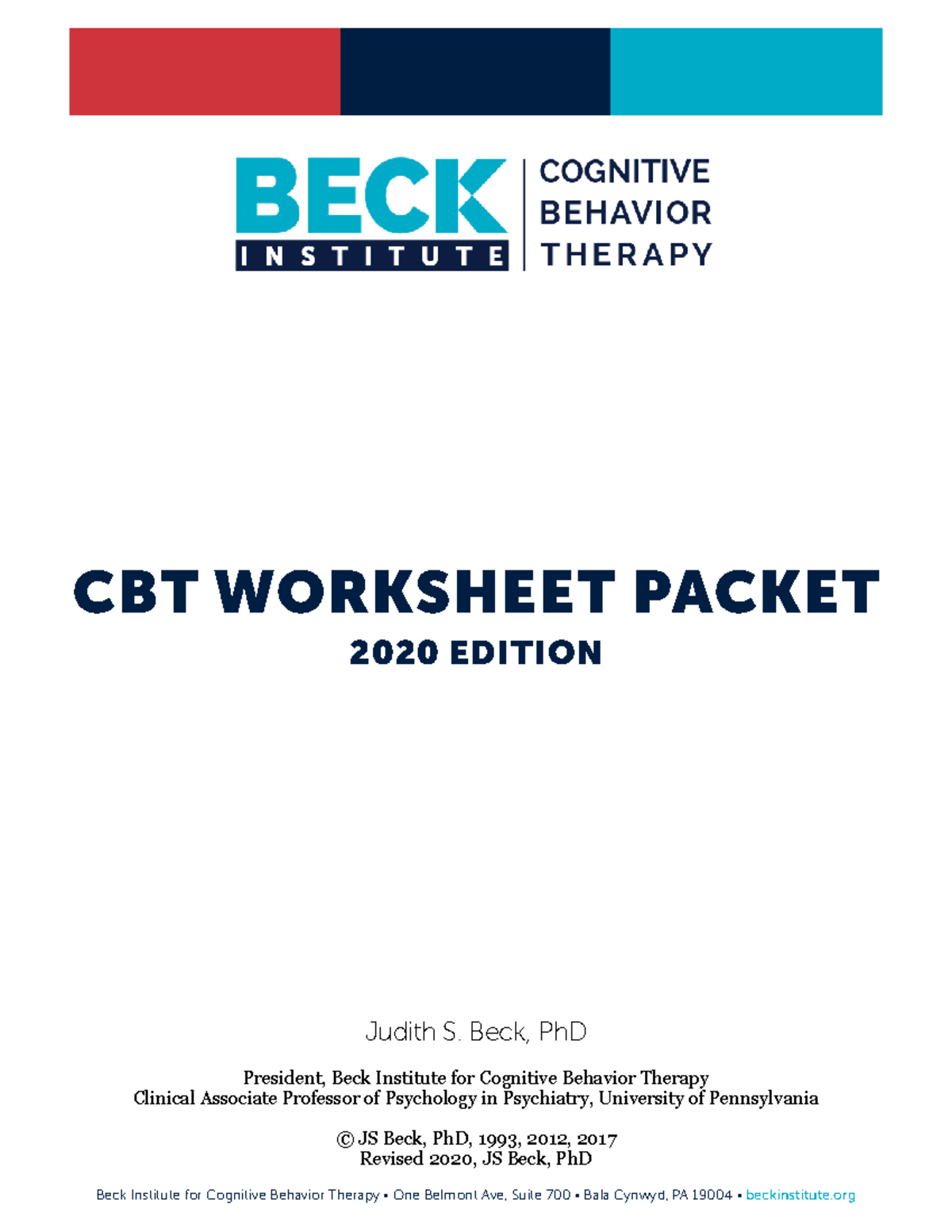 CBT Worksheet Packet - 2020 Edition for Cognitive Therapists - Studocu