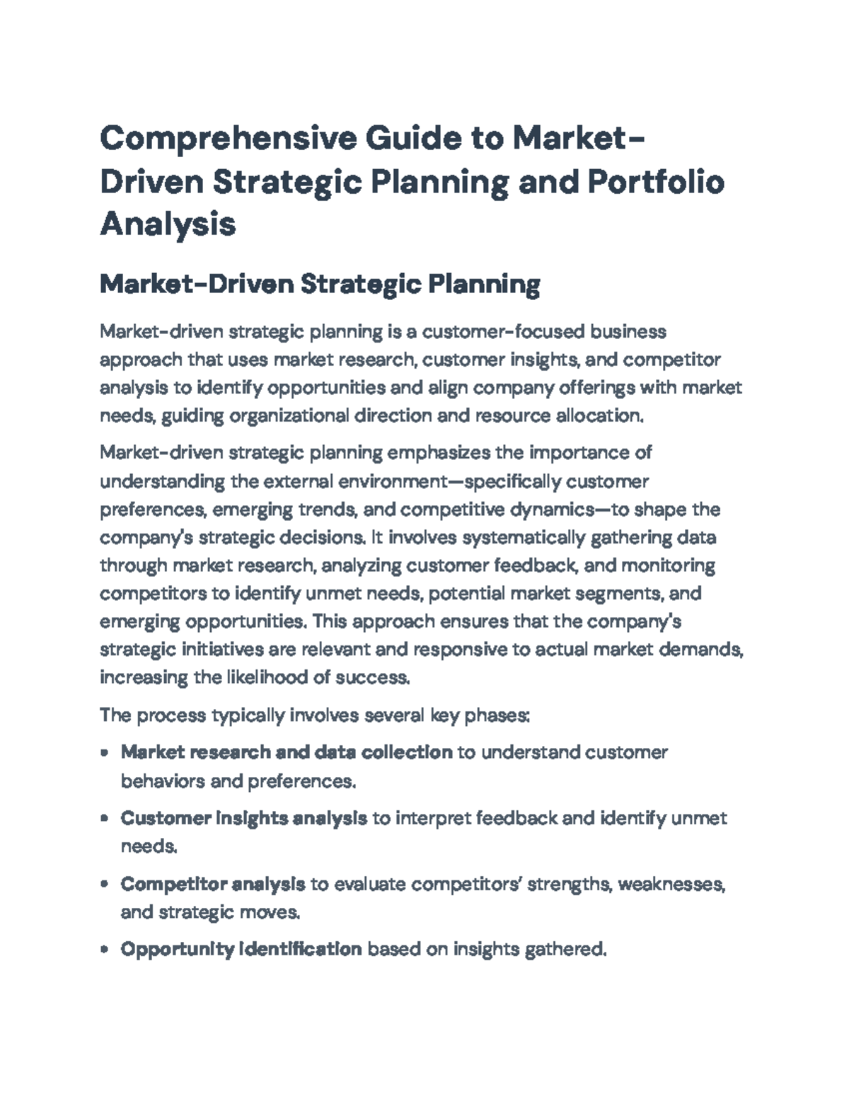 Comprehensive Guide to Market-Driven Strategic Planning & Portfolio ...