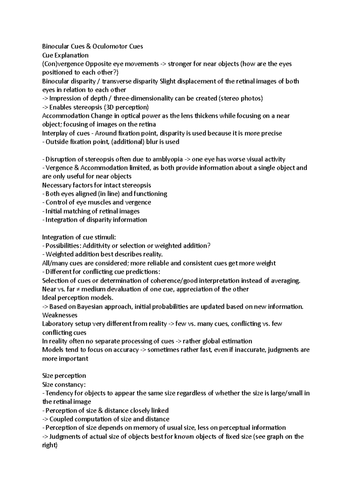 Binocular Cues - Abnormal Psychology - Binocular Cues & Oculomotor Cues ...