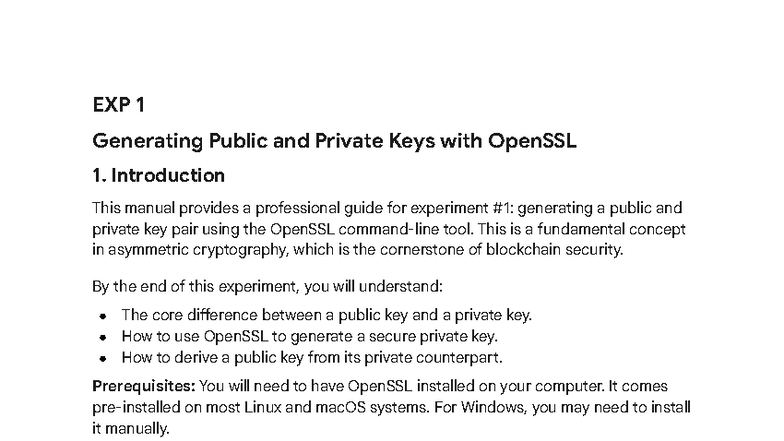 EXP 1 - Generating Public and Private Keys with OpenSSL Lab Guide - Studocu