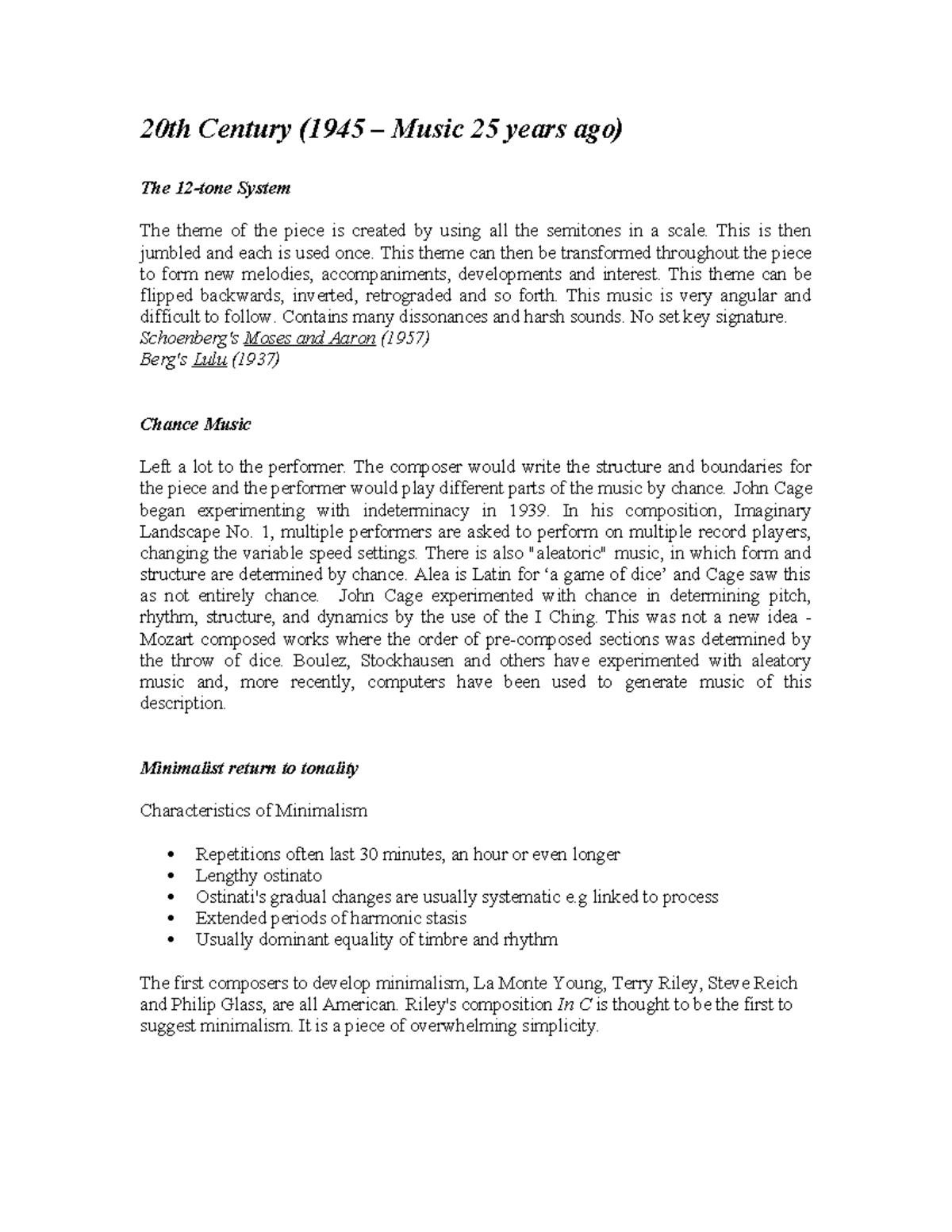 Music 1107 - 20th Century Music Overview and Key Concepts - Studocu