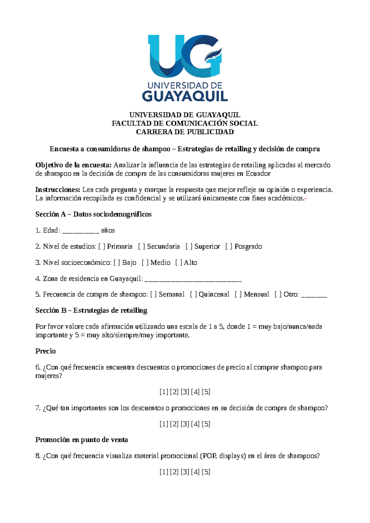 Encuesta sobre Estrategias de Retailing y Decisión de Compra de Shampoo ...