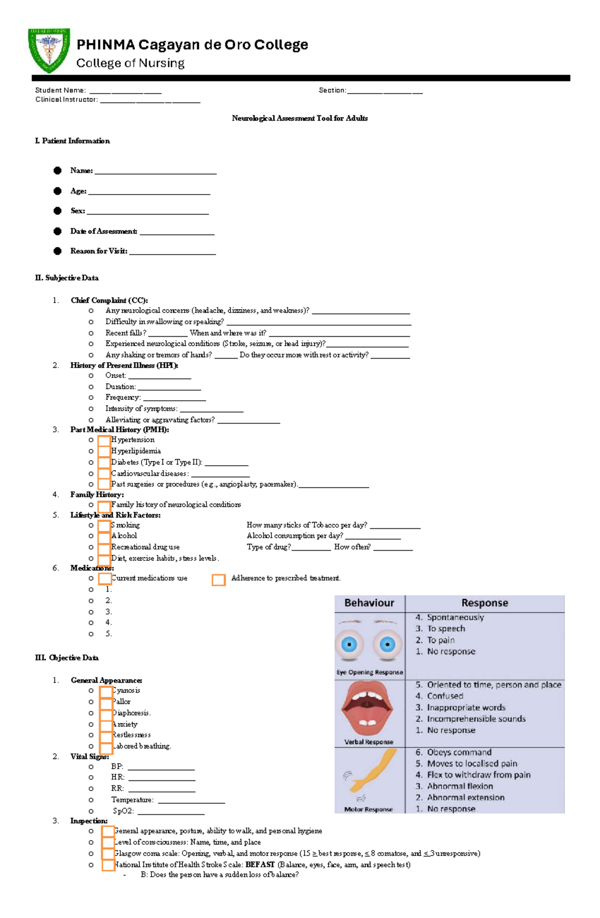Neurological Assessment Tool for Adults & Pediatrics - PHINMA CDO ...