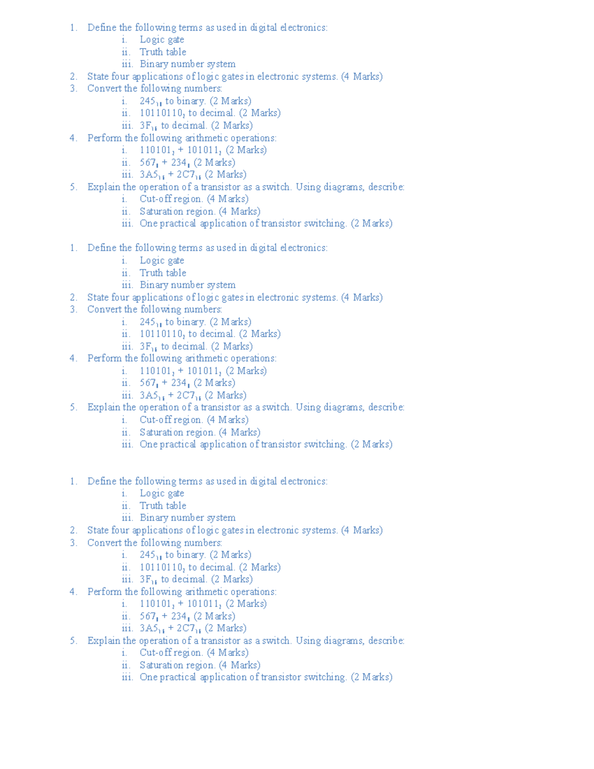 Electronics IV: Digital Logic Gates & Transistor Operations Study Guide ...
