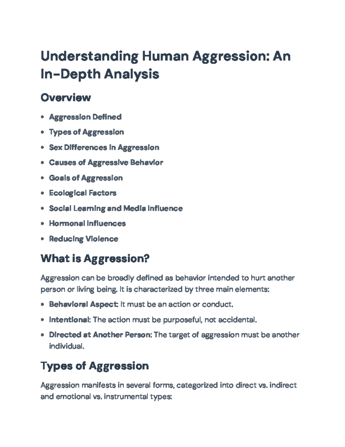 Understanding Human Aggression: Causes, Influences & Reduction ...
