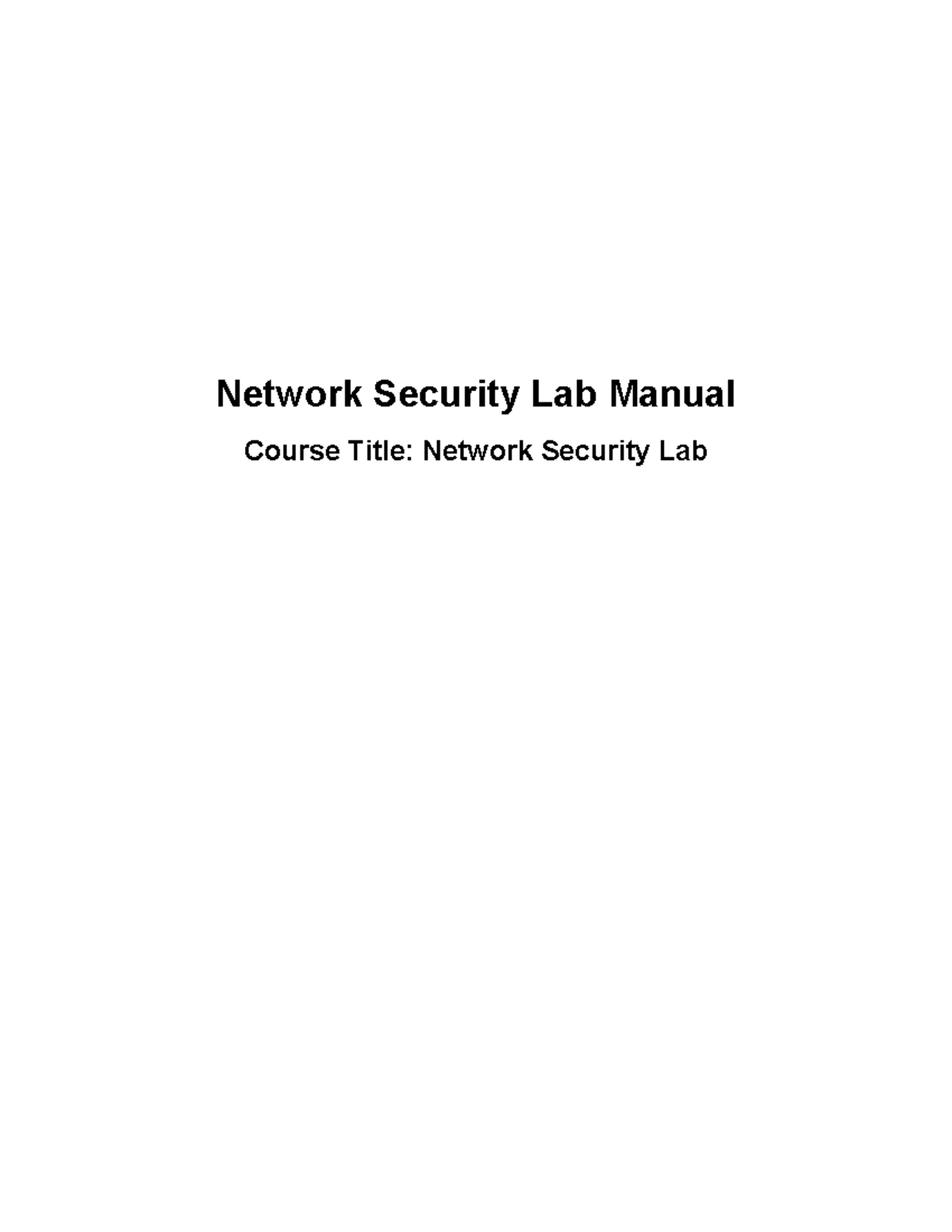 Network Security Lab Manual (NSL 101) - Final Exam Guide - Studocu