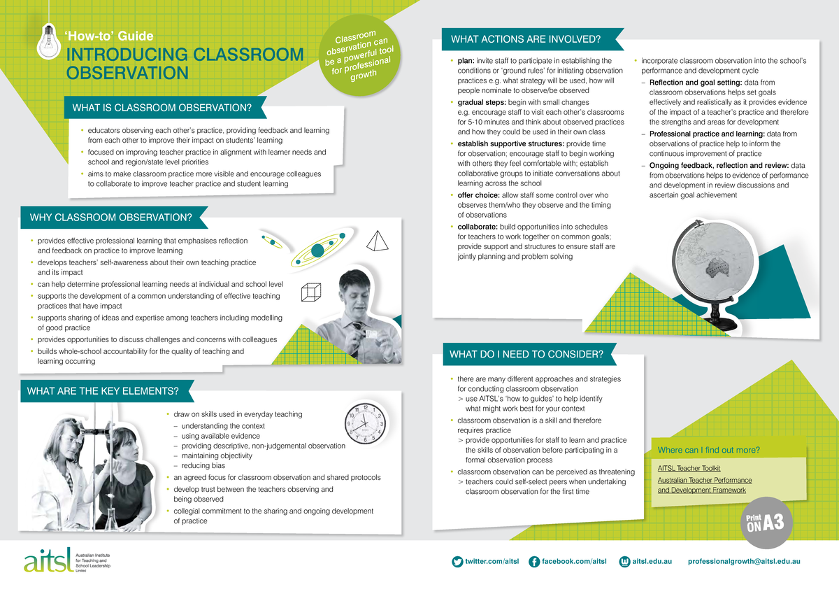AITSL Guide: Introducing Classroom Observation for Educators - Studocu