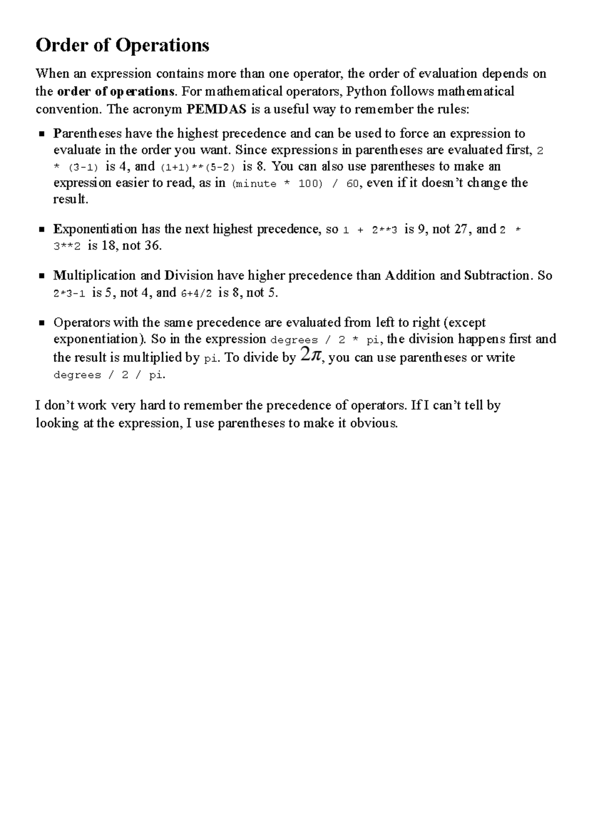 Order of Operations - Order of Operations When an expression contains ...