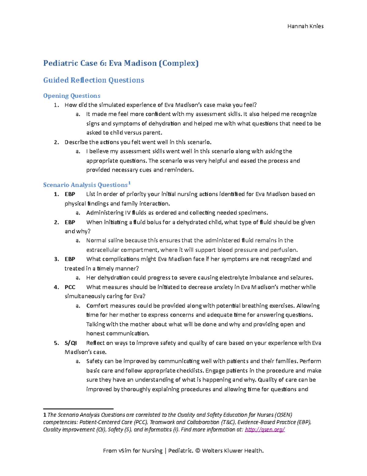 Pediatric Case Study & Reflection Qs: Eva Madison (Complex) - Studocu
