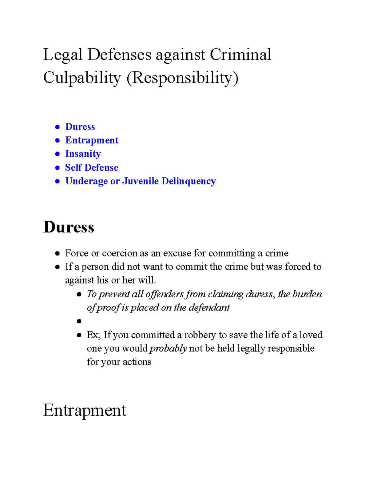 CRMJ Chapter 5 - Legal Defenses in Criminal Justice Overview - Studocu