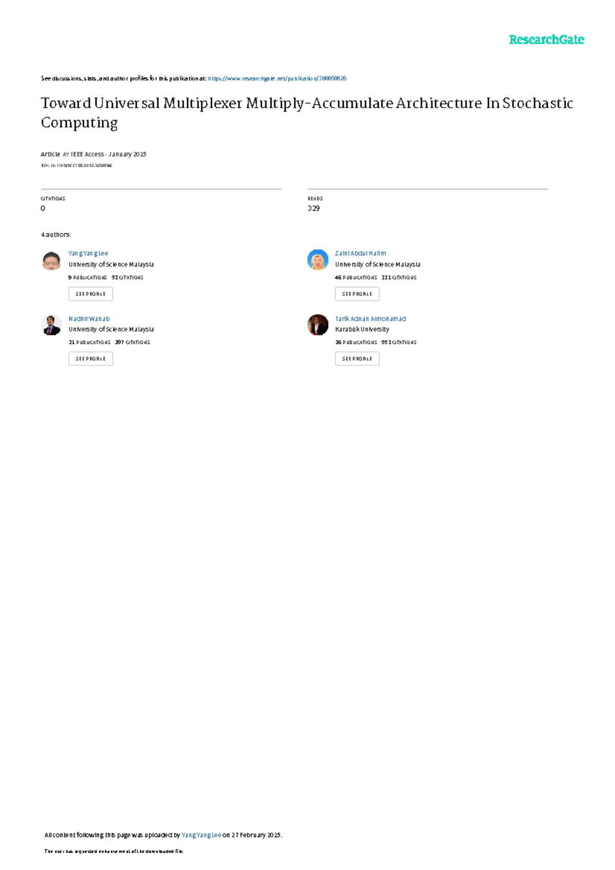 Toward Universal MUX MAC Architecture in Stochastic Computing - Studocu