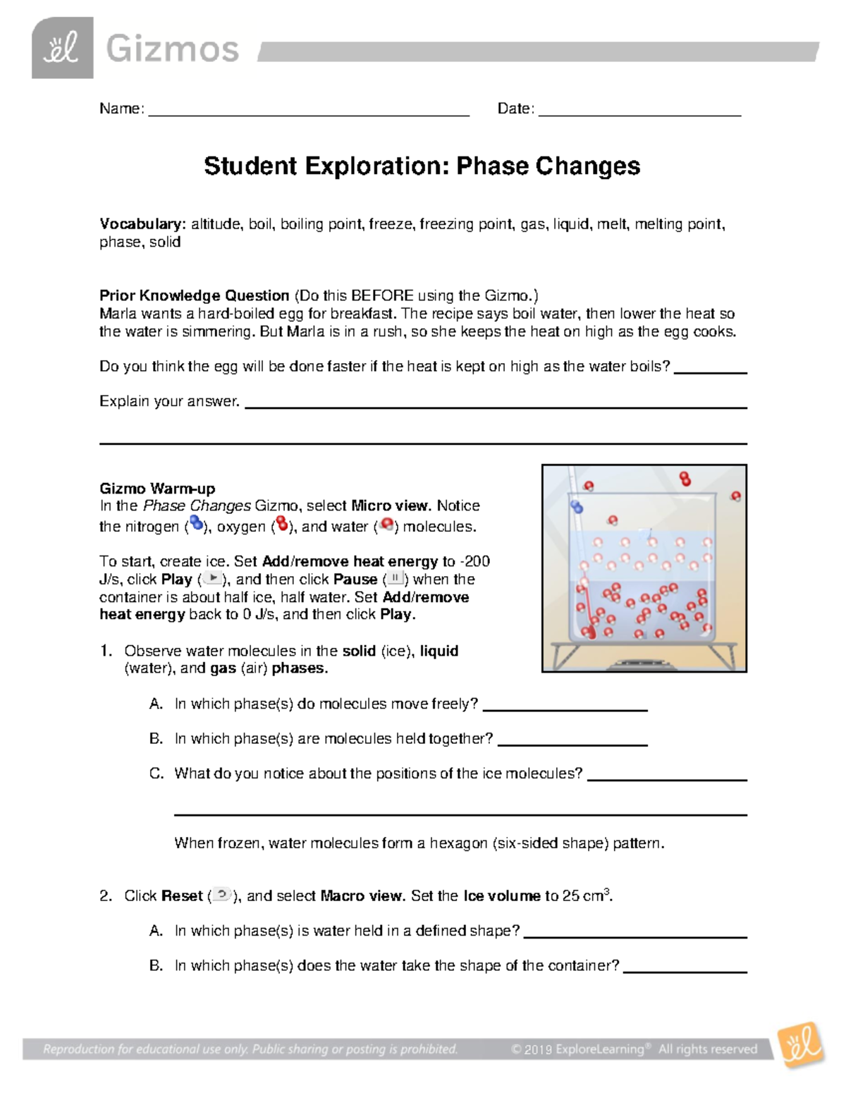 Unit 11: Student Exploration on Phase Changes and Altitude Effects ...