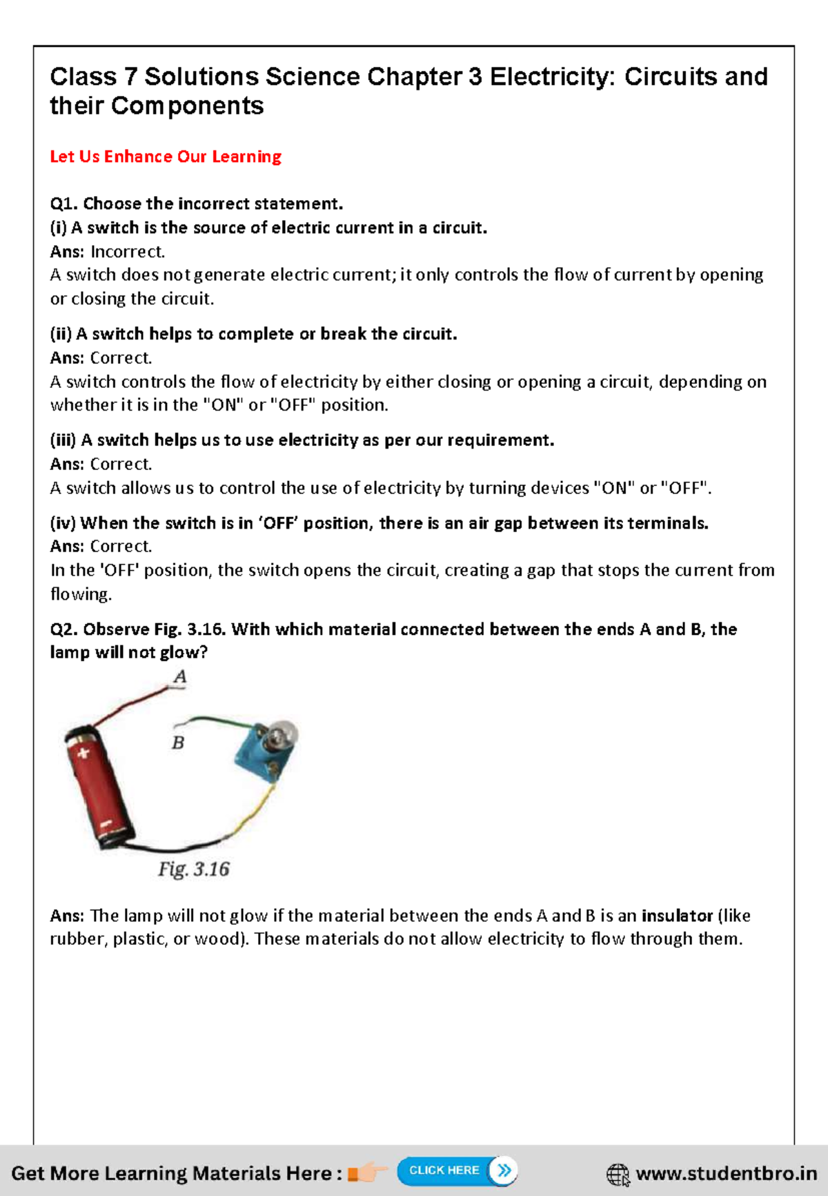 Class 7 Science Chapter 3: Electricity - Circuit Solutions and Insights ...