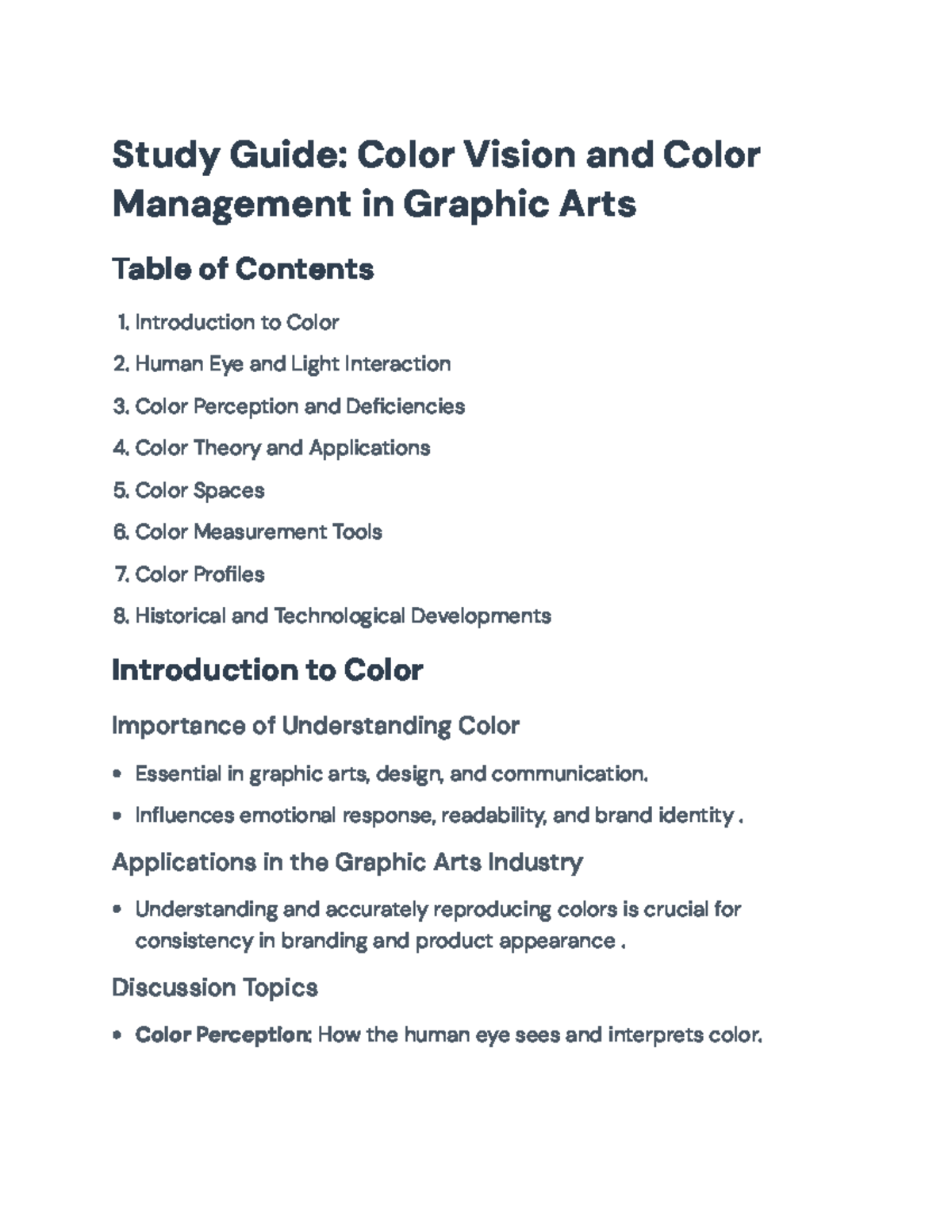 Study Guide: Color Vision and Management in Graphic Arts - Color ...