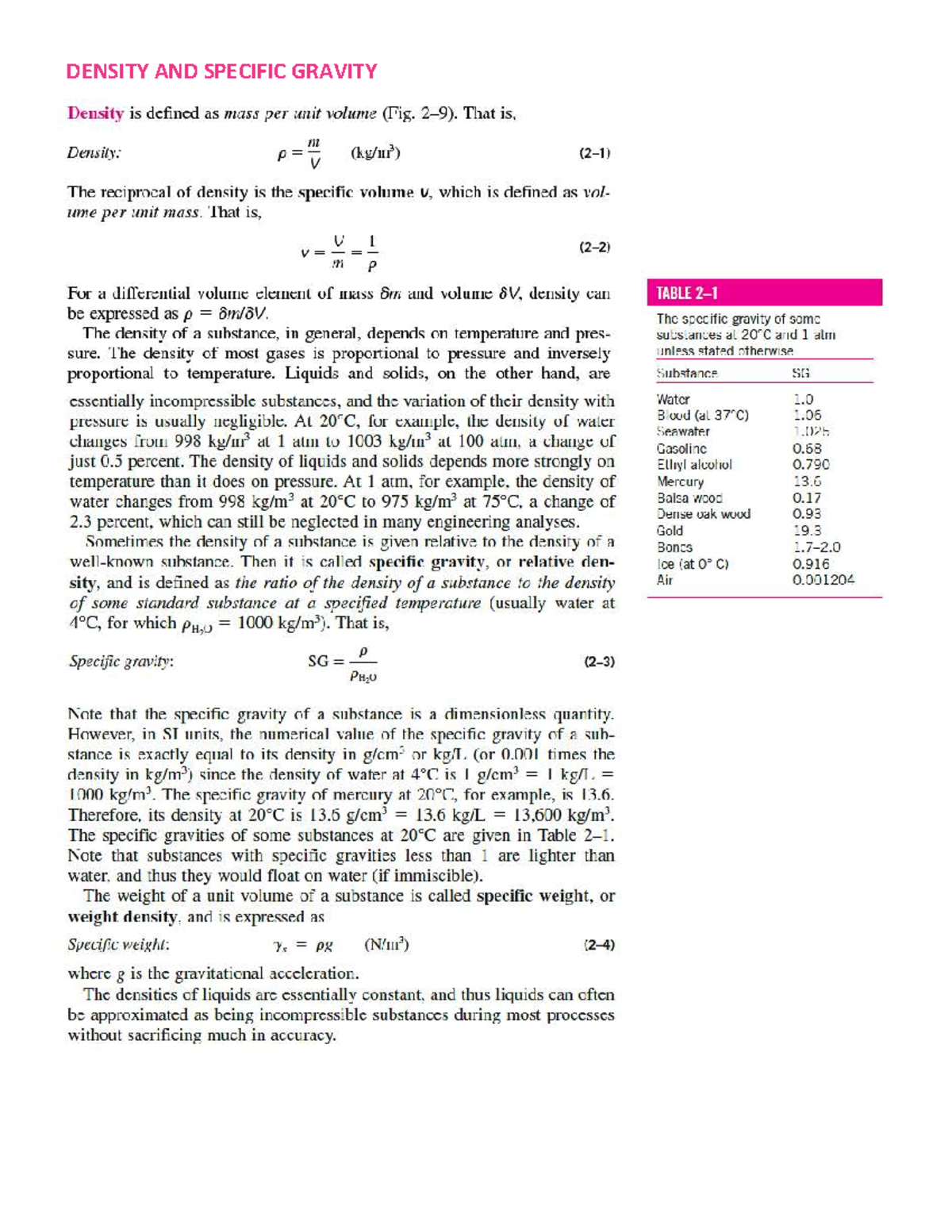 Handout - Density and Specific Gravity - DENSITY AND SPECIFIC GRAVITY ...