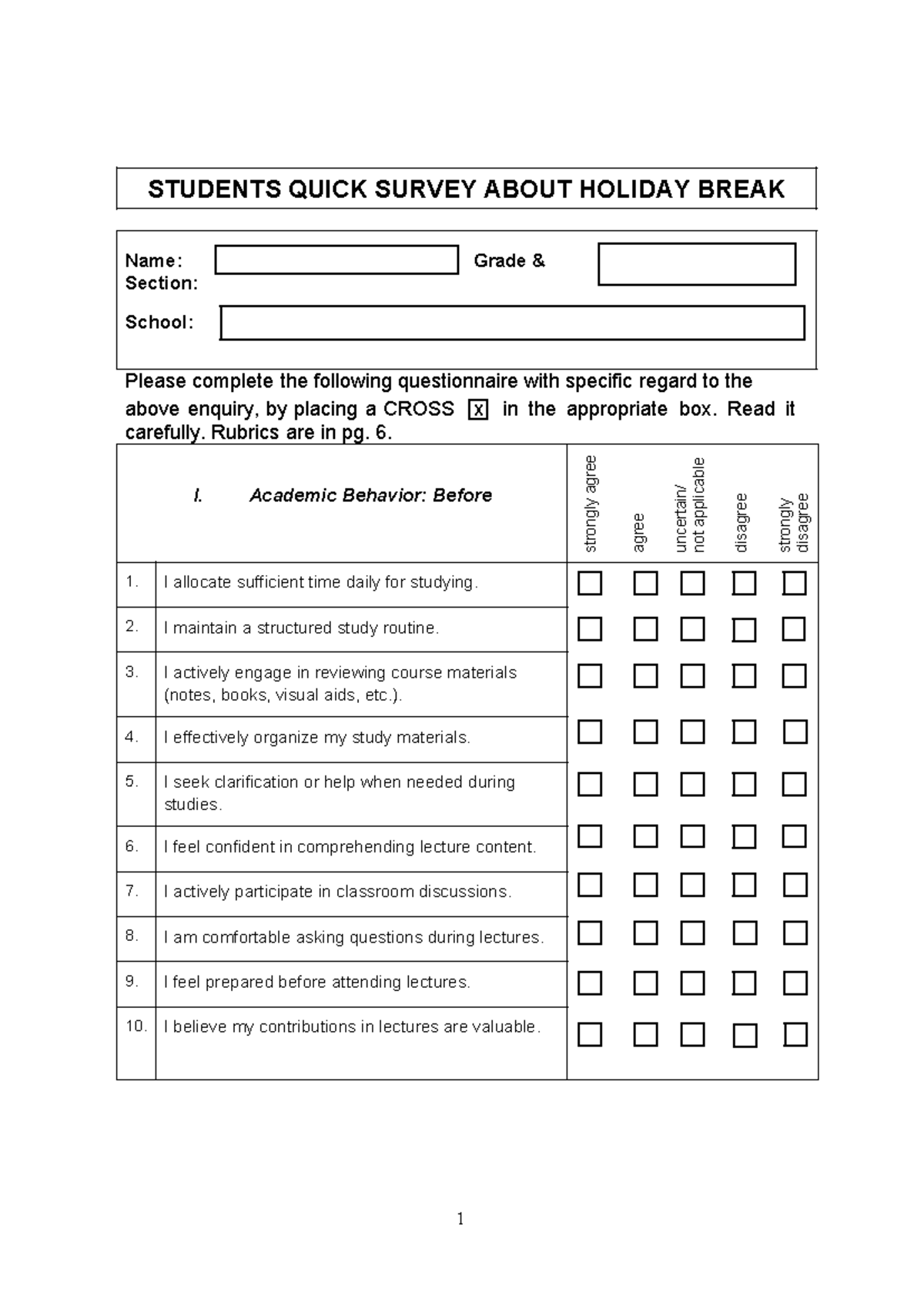 Group 1 - Impact of Holiday Interventions on Students - STUDENTS QUICK ...