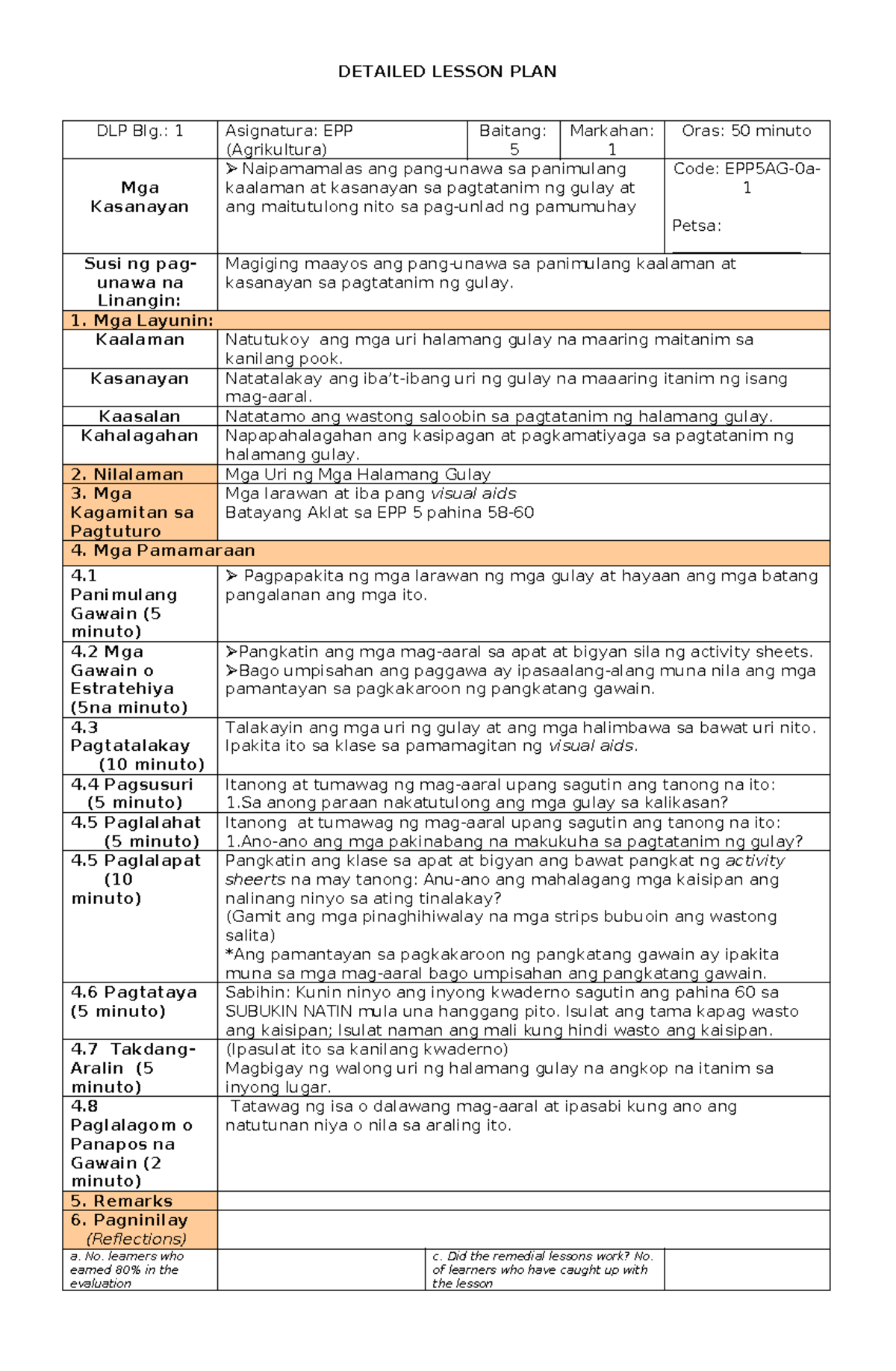 Agriculture 5 Lesson Plan: Understanding Vegetable Cultivation - Studocu