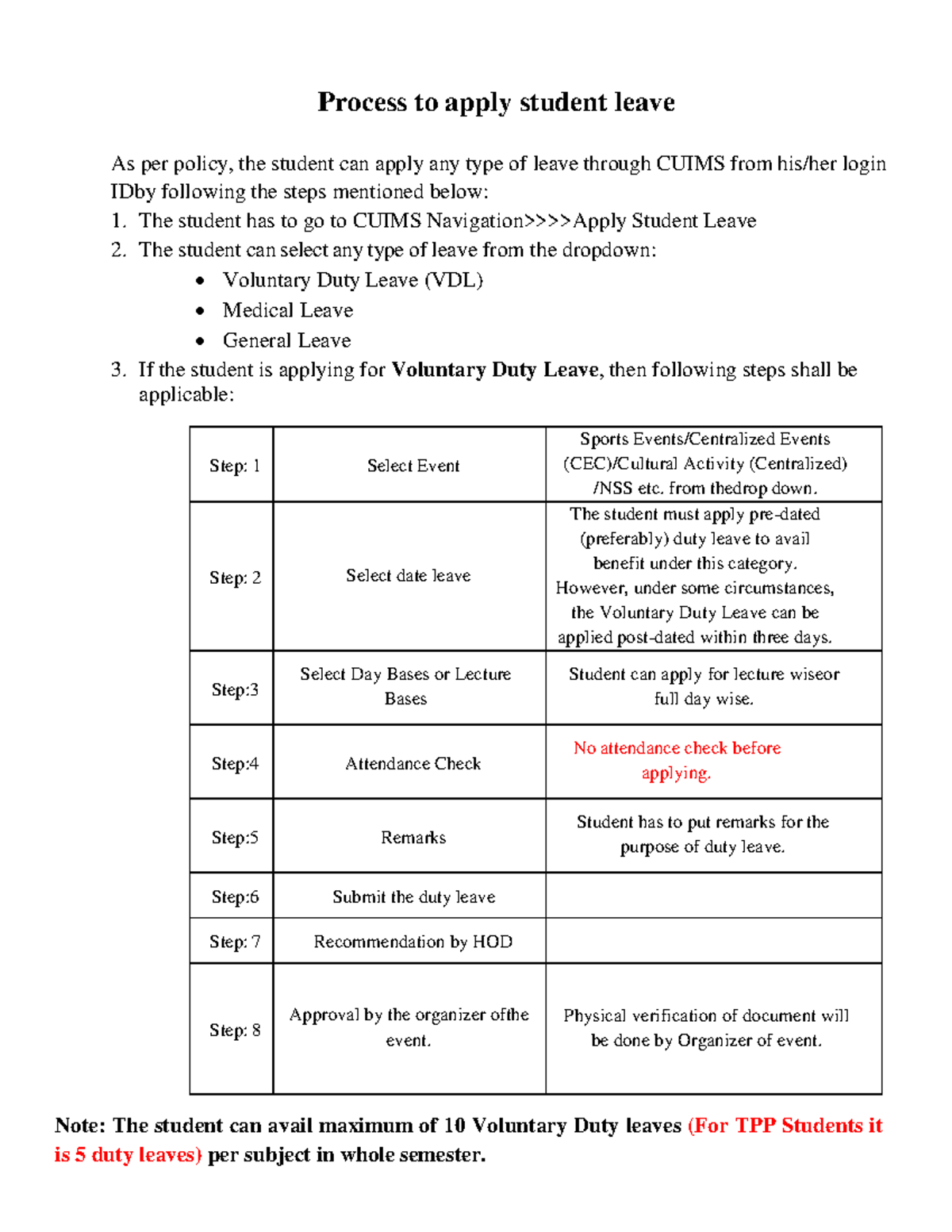 Student Leave Process Guide: Understanding CUIMS Steps and Policies ...
