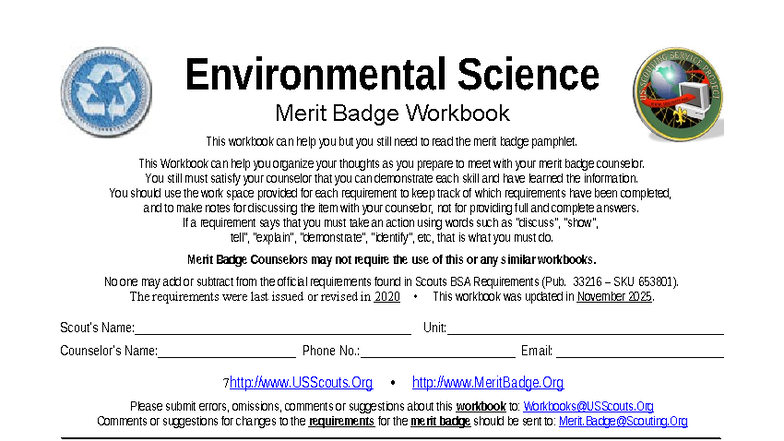 Environmental Science Merit Badge Workbook (BSA) - Studocu