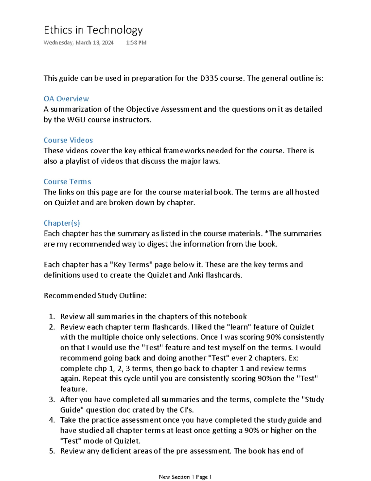 Summary of Ethics in Technology: Key Concepts and Theories (ETHICS 101 ...