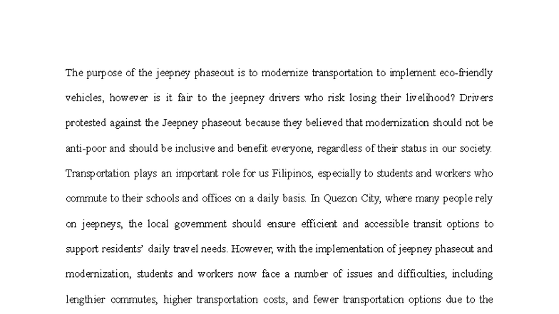 Jeepney Phaseout: Balancing Modernization and Driver Livelihoods EAPP ...